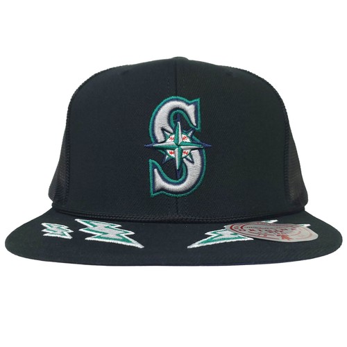 Seattle Mariners Mitchell & Ness MLB Trucker Snapback Hat Cap Lightning ...