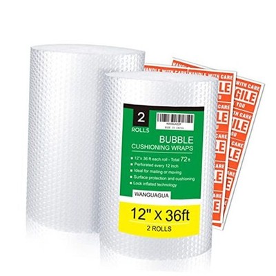 2 Pack 12 Inch x 72 ft Total Bubble Packing Wrap 12in. x 36ft. / 2 ...