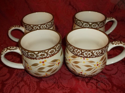 Temptations Old World Coffee 12oz Cups Brown Set of 4 Mugs EUC! | eBay