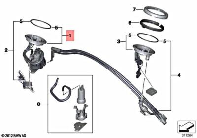 Genuine BMW E65 E66 E67 Sedan Electric Fuel Pump Right OEM 16117170004 ...