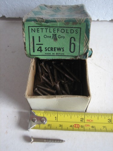 NETTLEFOLDS STEEL SCREWS 6 X 1 1/4 COUNTERSUNK WOOD VINTAGE RETRO FILM ...