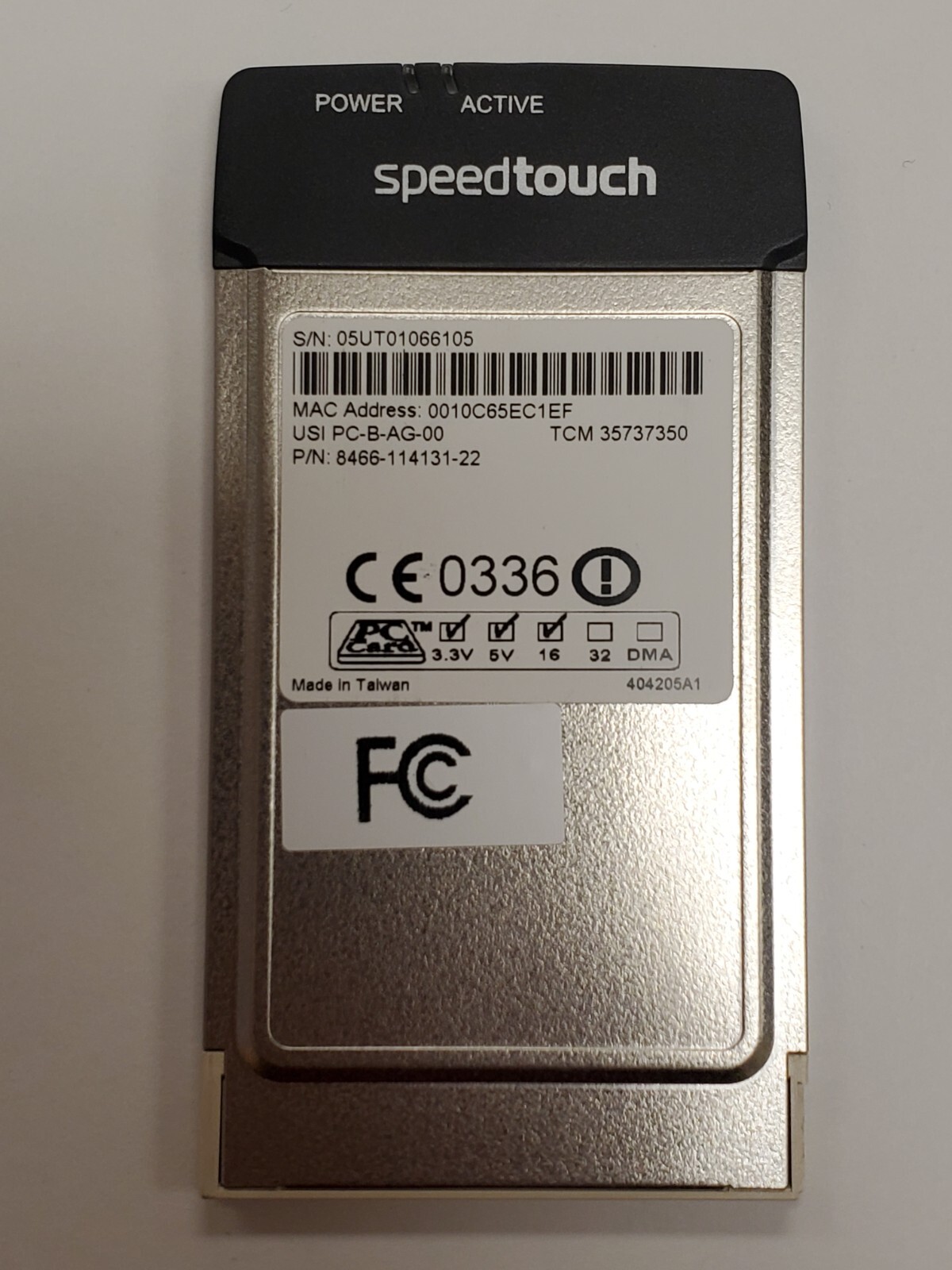 SpeedTouch PCMCIA 11Mbps Wireless LAN WiFi PC Card USI PC-B-AG-00 8466 ...