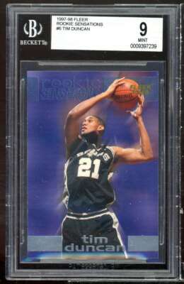 Tim Duncan Rookie Card 1997-98 Fleer Rookie Sensation #6 (pop 5) BGS 9 ...