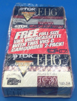TDK EHG TC-30 90 VHSC Extra High Grade Camcorder Set Of 2 Blank Tapes ...