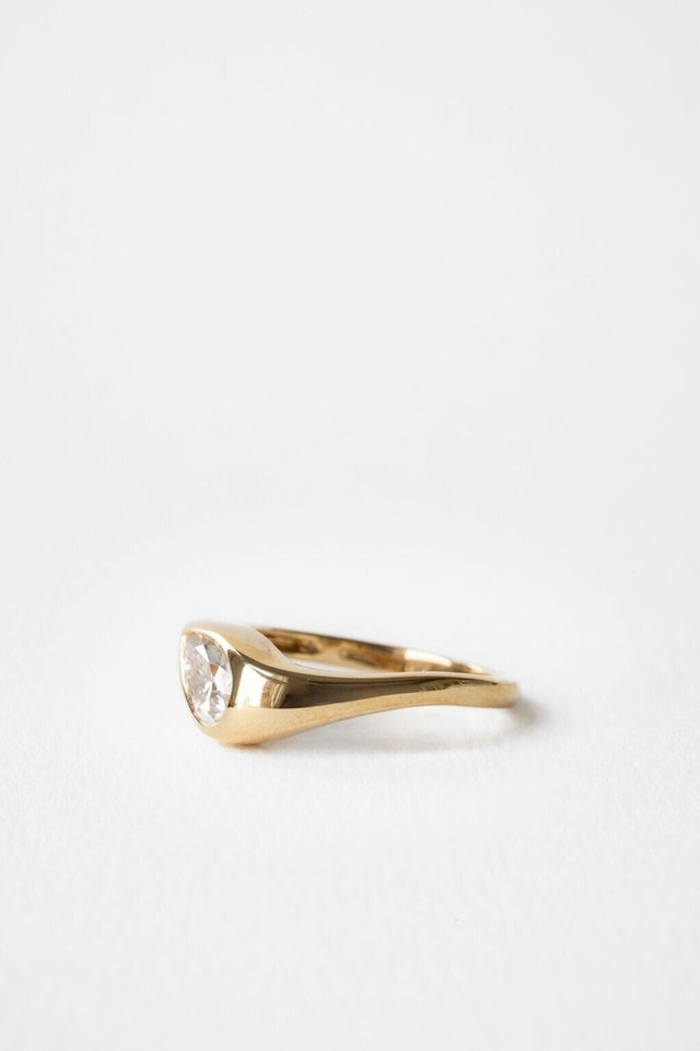 Flush Set East West Pear Moissanite Solitaire Ring Curved Band Wedding ...