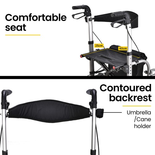 EQUIPMED 2-in-1 Folding Rollator Wheelchair Adjustable Mobility Walker ...