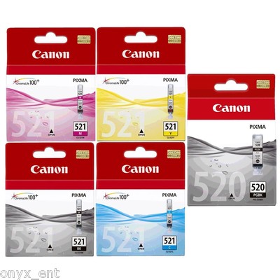 5 Genuine Canon PGI-520 CLI-521 Multipack Ink Cartridges for MP550 ...