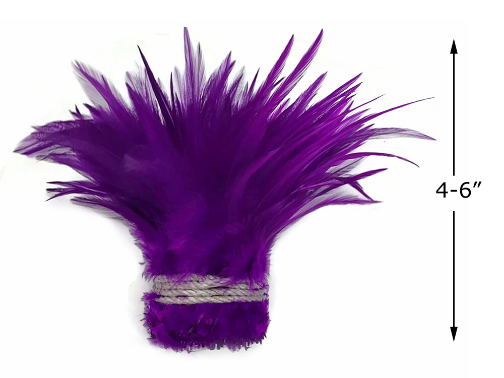 4 Inch Strip – 4-6” Dyed Purple Strung Chinese Rooster Saddle Feathers ...