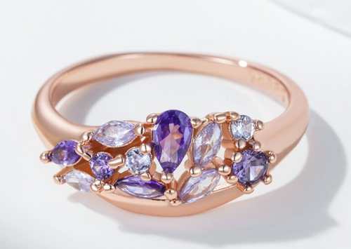 Elegant 585 RG Rolled rose gold with Natural purple Zirconia 2.3 gr ...
