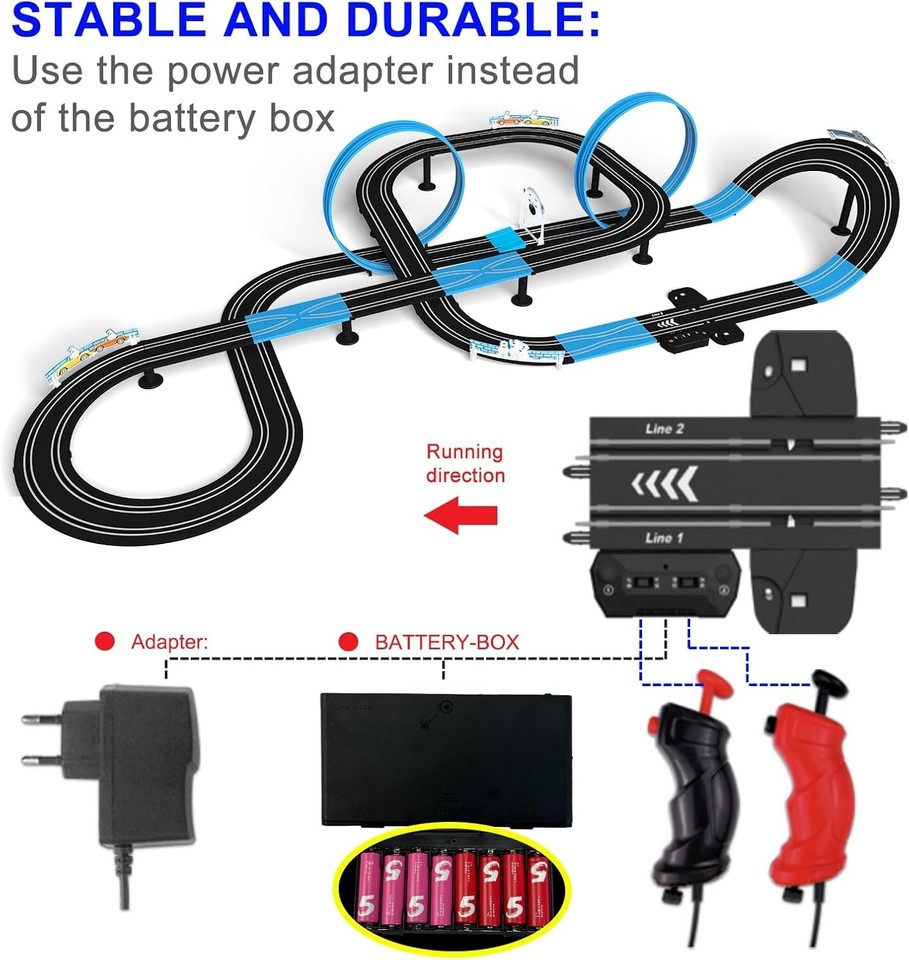 High-Speed Slot Car Race Track Set - 8.4m Dual Track with 4 Cars ...