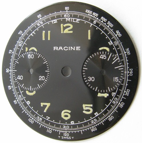 Watch black shiny chronograph Dial Racine Enicar diameter 30.5 ...