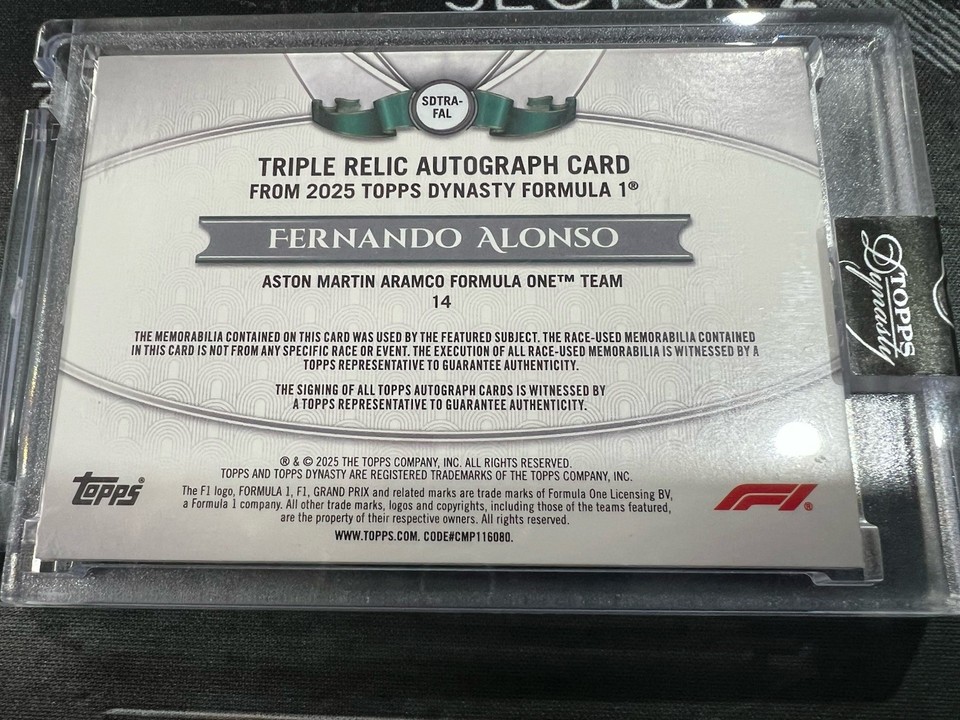 2025 Topps Dynasty F1 Fernando Alonso Red Triple Patch Auto Autograph ...