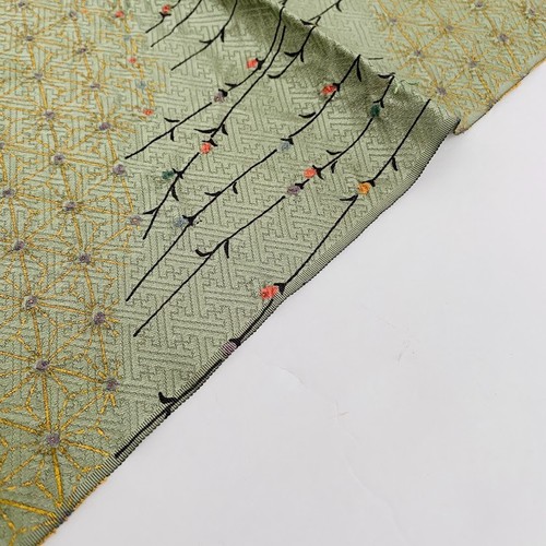 Sage Ikigai #B 14x60 LONG Hand Painted Shibori Dyed Silk Kimono Fabric ...