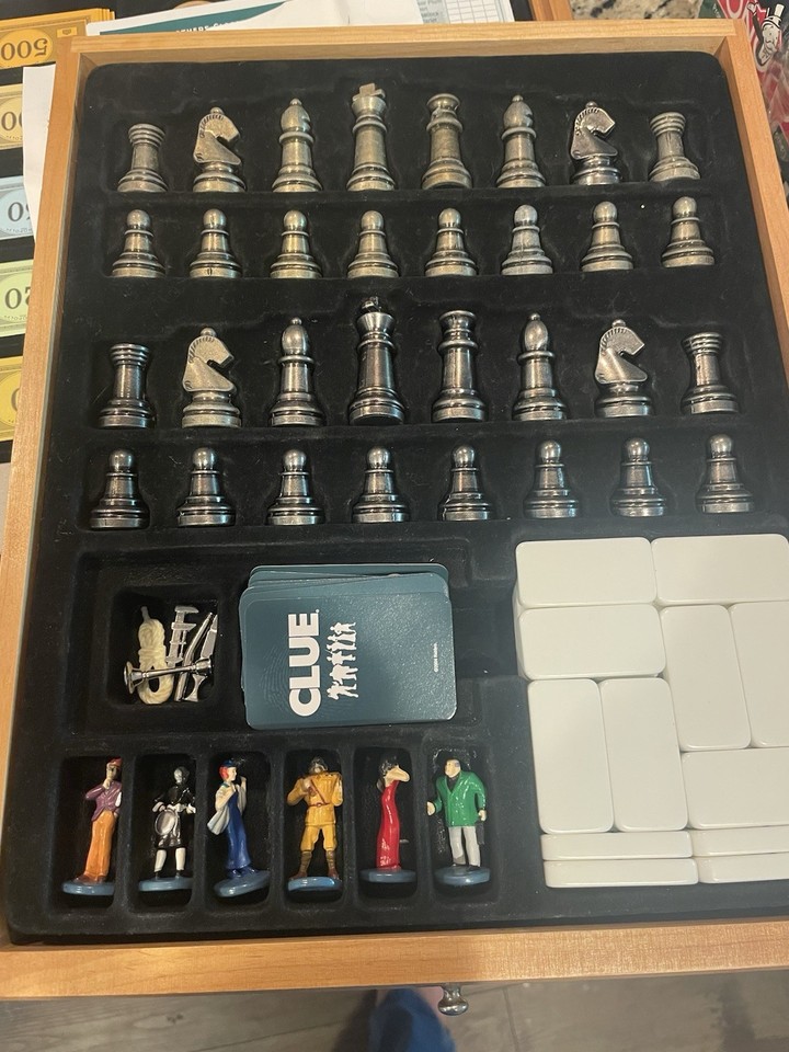Deluxe Wood Cabinet Monopoly & Clue + Cribbage, Chess, Checkers ...