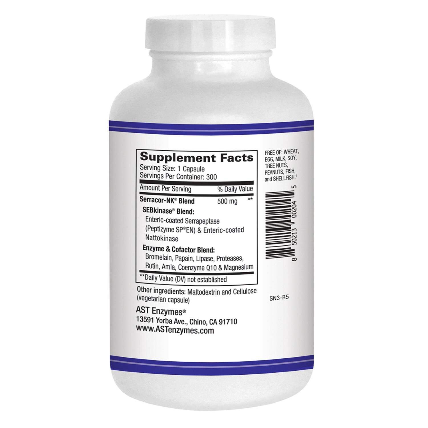 AST Enzymes Serracor-NK Systemic Enzyme Formula, 90 Vegetarian Capsules ...