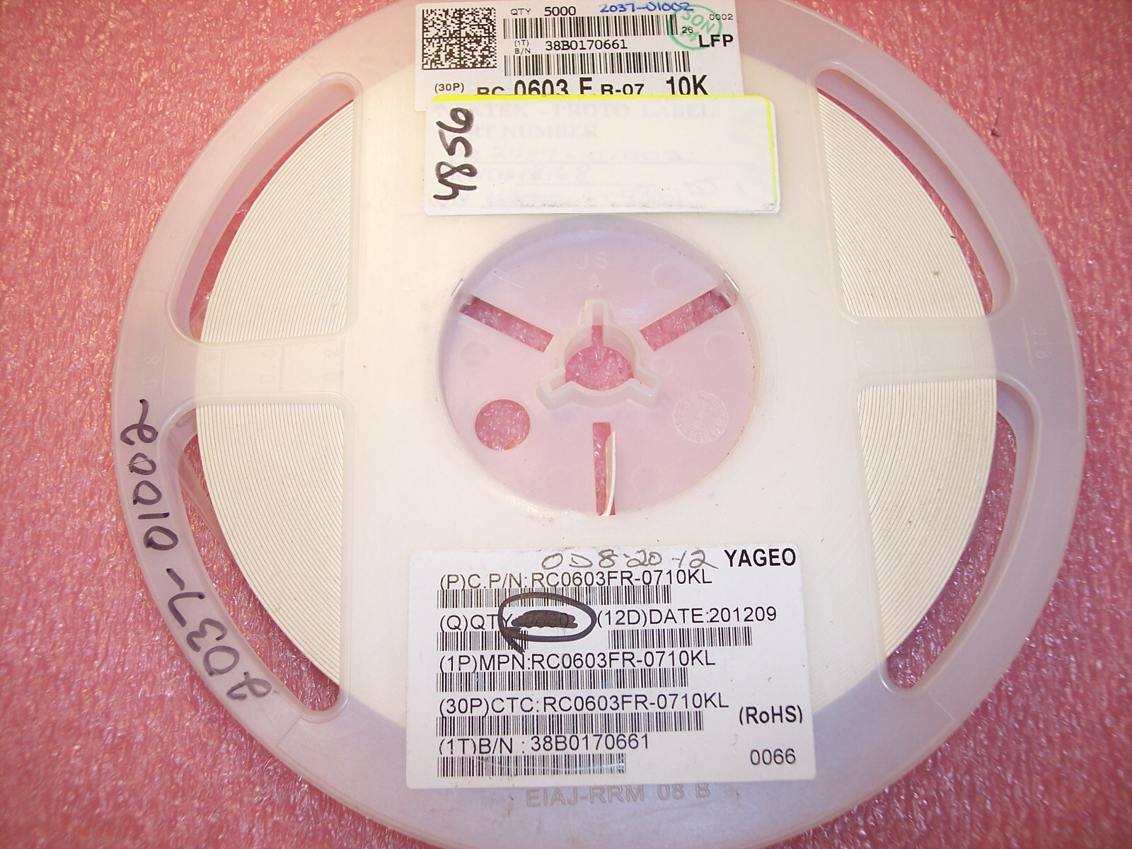 QTY (4856) 10K Ohm 1/10W 1% 0603 SMD CHIP RESISTORS RC0603FR-0710KL ...