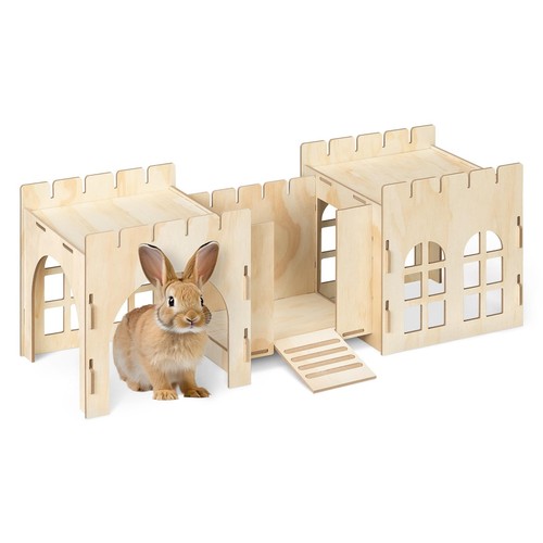 Rabbit Castle - Wooden Hideaway Playhouse for Pet Bunny MDF & Pine Toy ...