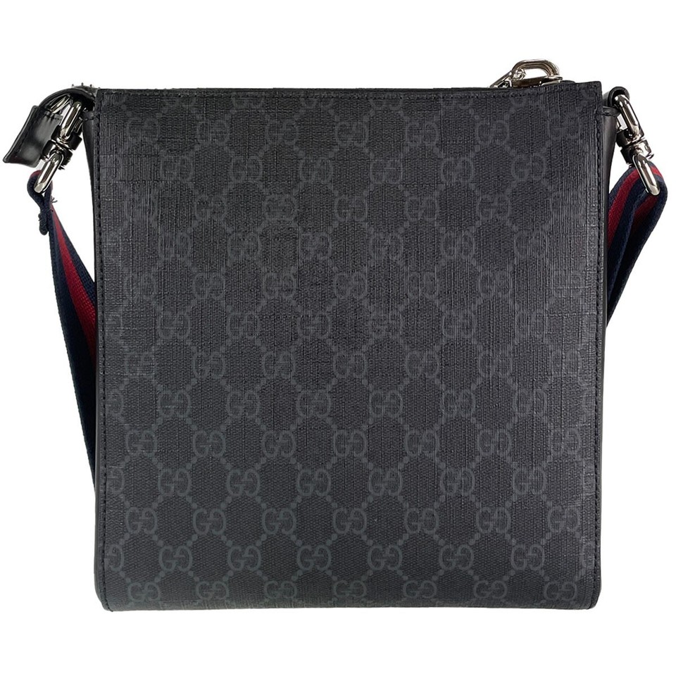 GUCCI GG supreme PVC Leather Canvas Fabric Black Gray Cross body bag ...