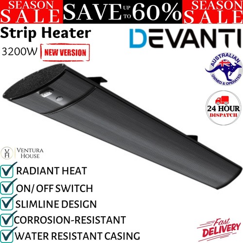 Devanti Electric Radiant Strip Heater Outdoor 3200W Indoor Wall Heat ...