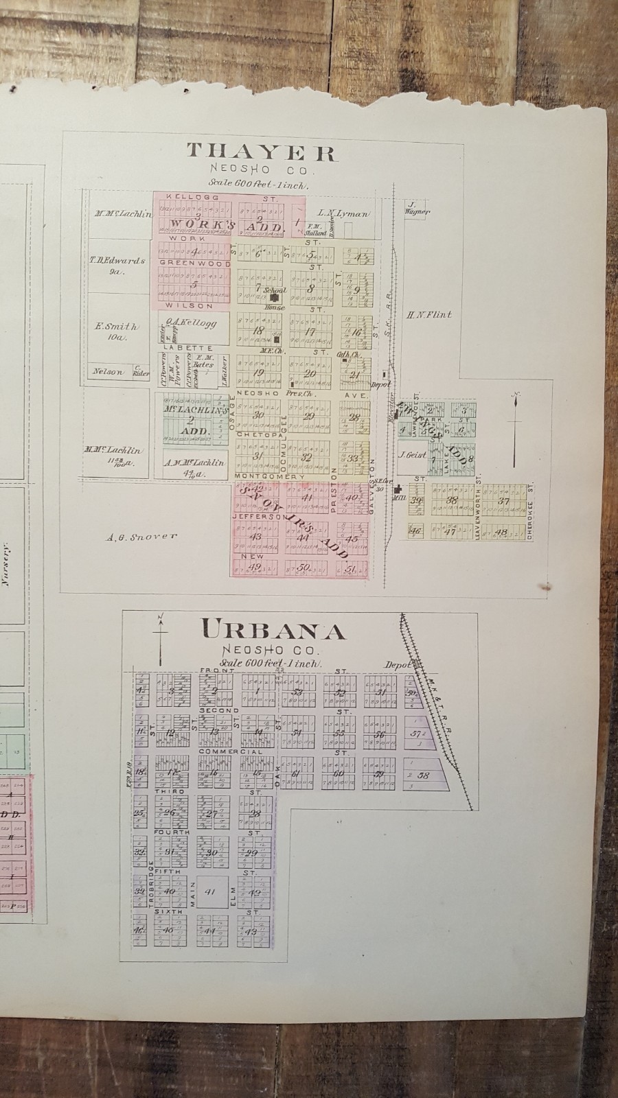 Antique Colored MAP - CHANUTE or NEOSHO COUNTY - 1887 KANSAS ATLAS | eBay