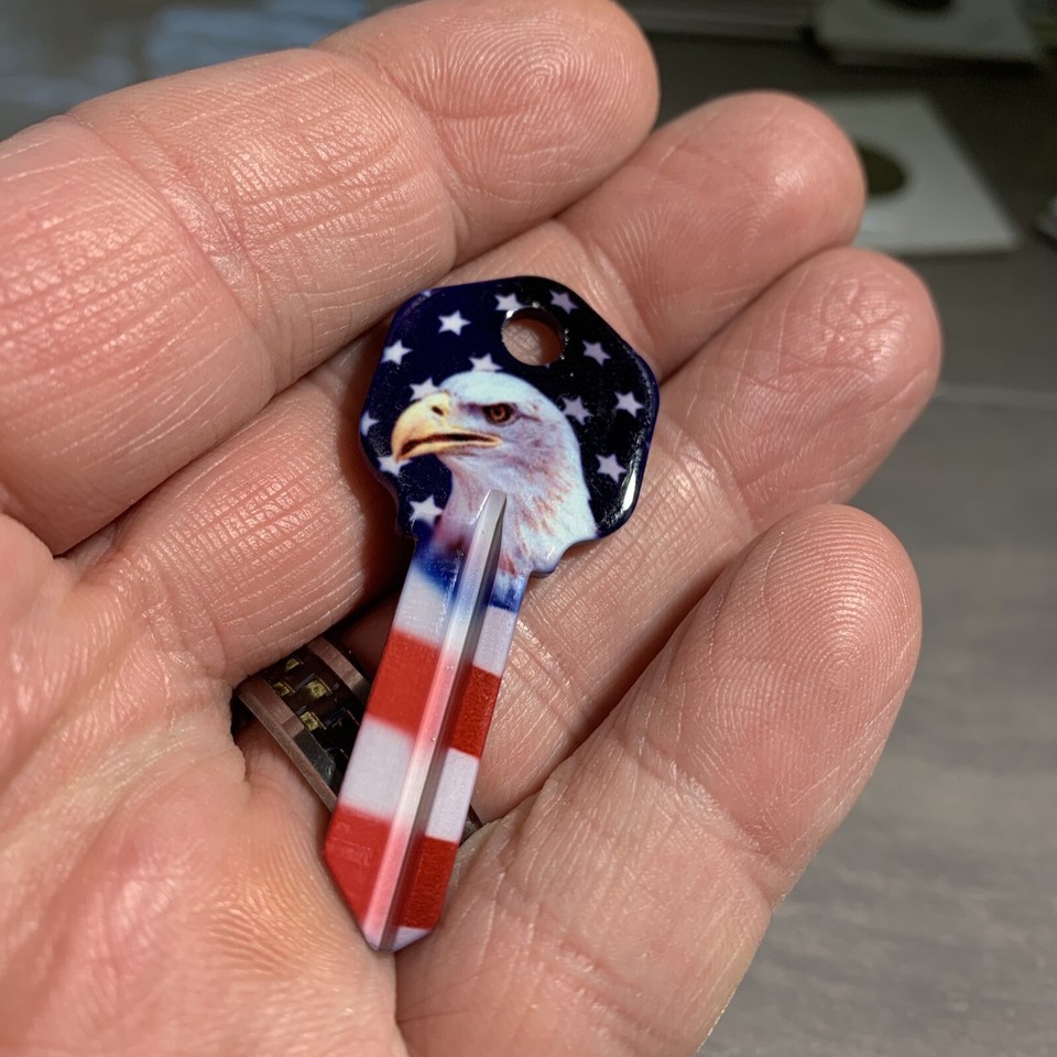 5X-AMERICAN EAGLE US FLAG KEYS Uncut NEW House Key Blanks HOUSE KWIKSET ...