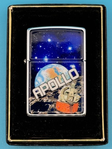 Vintage 1999 Apollo Moon Landing High Polish Chrome Zippo Lighter NEW ...