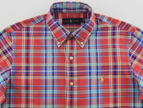 Men's RALPH LAUREN Red Colors Plaid Shirt Large L NWT NEW Yellow Pony ...