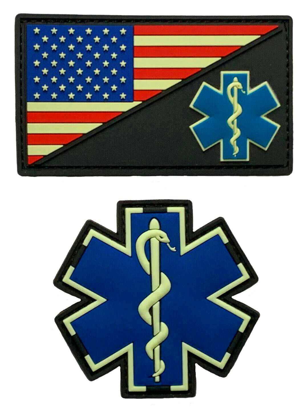EMT USA Flag Medic EMS Paramedic Patch (2PC Bundle - 3D-PVC Rubber ...