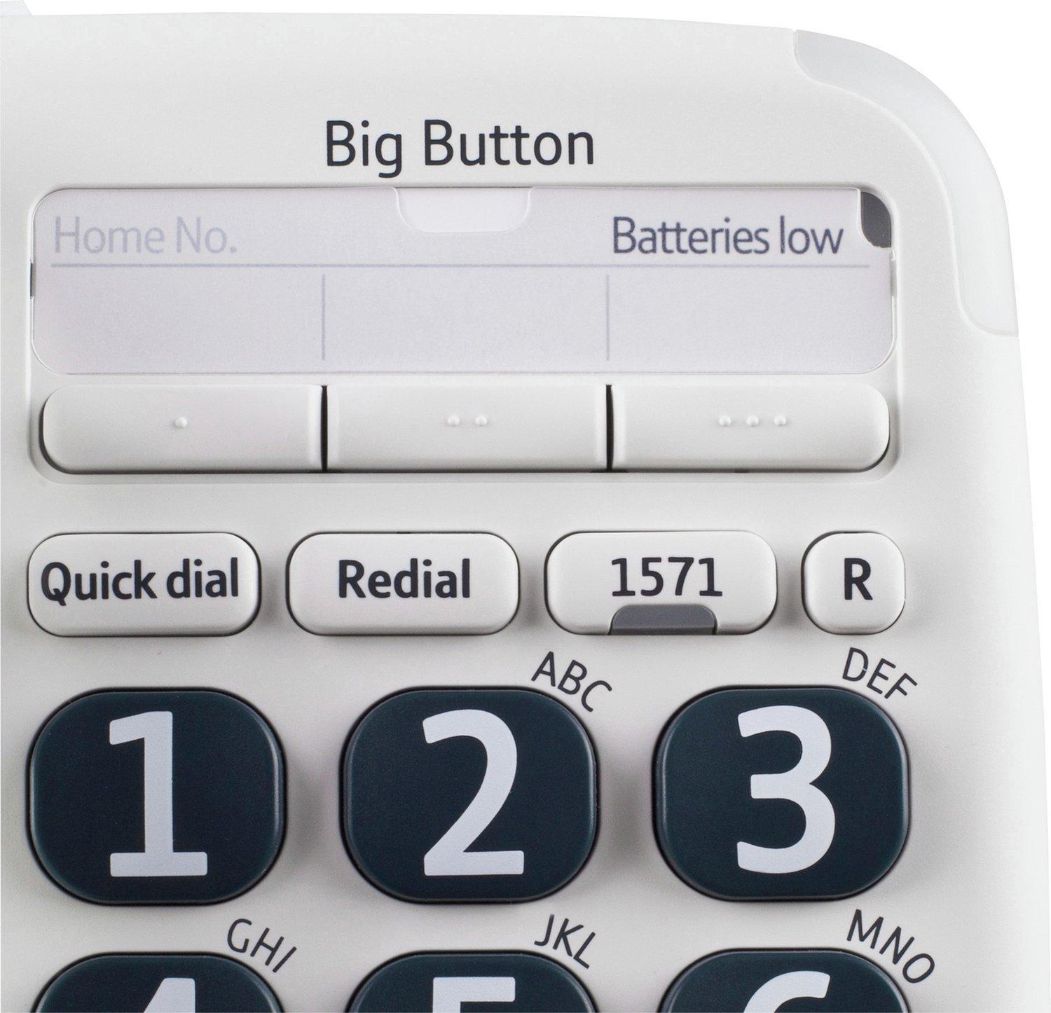 BT Big Button 200 Corded Landline Home Telephone Handsfree White 1 Year ...