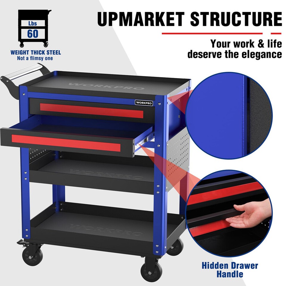 WORKPRO 28" 2-Drawer Rolling Tool Cart Heavy Duty Utility Cart Storage ...