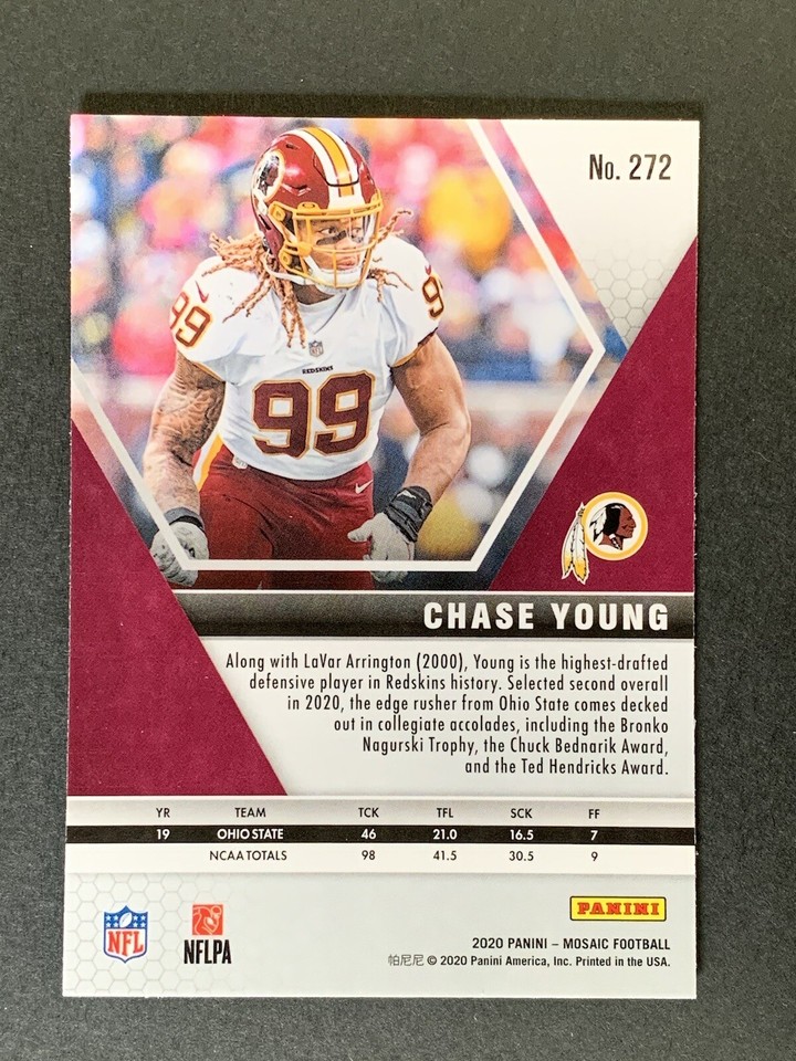 2020 Mosaic Chase Young NFL Debut Rookie Card RC #272 Commanders | eBay