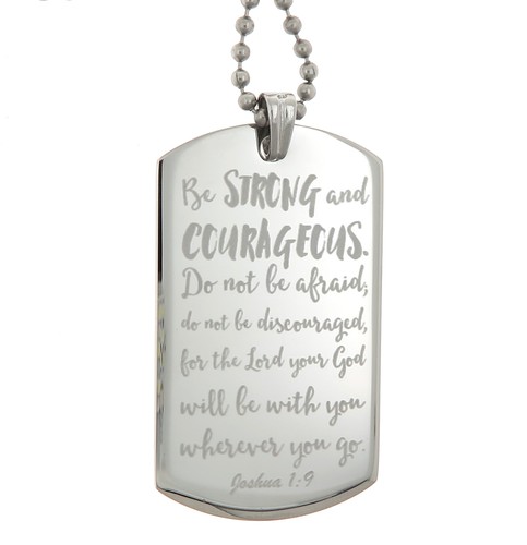 Joshua 1:9 Jesus Christ Bible Engraved Dog Tag Pendant Necklace ...
