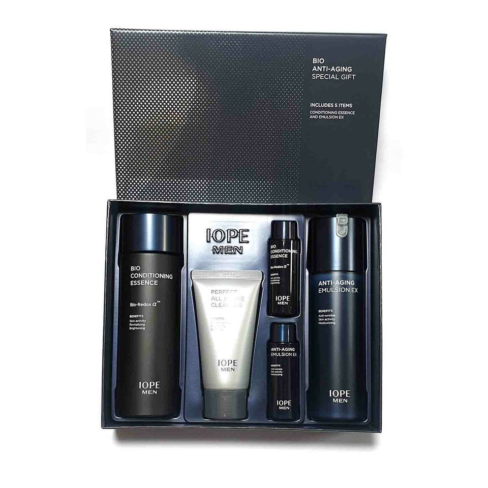 New IOPE MEN BIO Anti-Aging Skin care Duo Set Bio essence + Anti aging ...