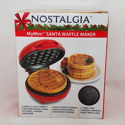 MyMini mini Christmas SANTA WAFFLE MAKER Nostalgia Products appliance ...