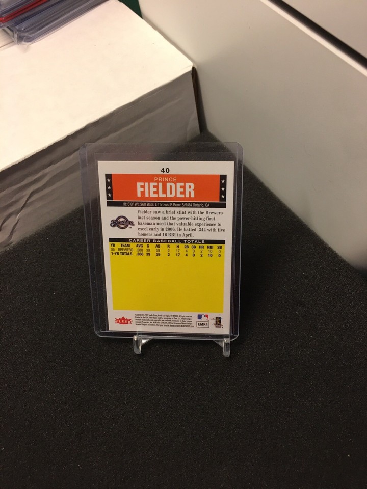 Prince Fielder Rookie 2006 Fleer Tradition card 40 Milwaukee Brewers RC ...