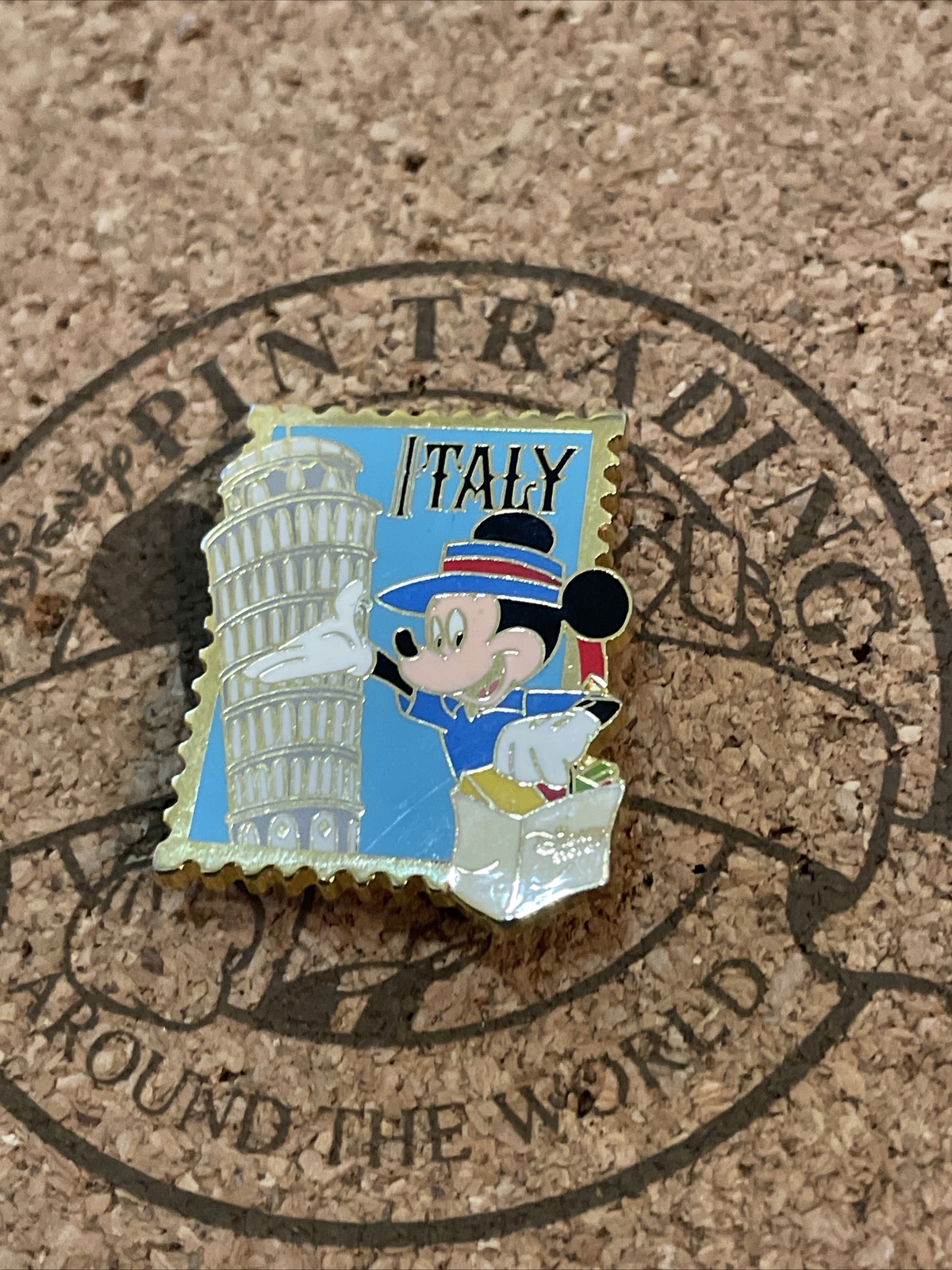 Disney Mickey Mouse Italy Tourist Postage Stamp Tower of Pisa Pin Rare ...