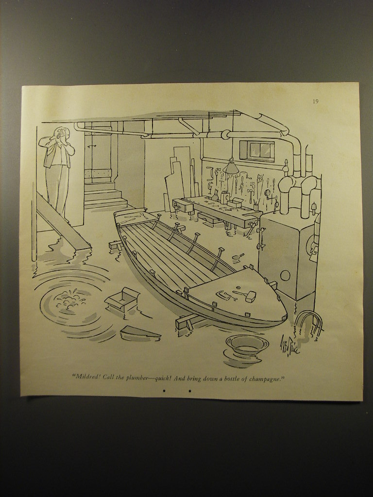 1950 Cartoon by George Price - Mildred! Call the plumber - quick! | eBay