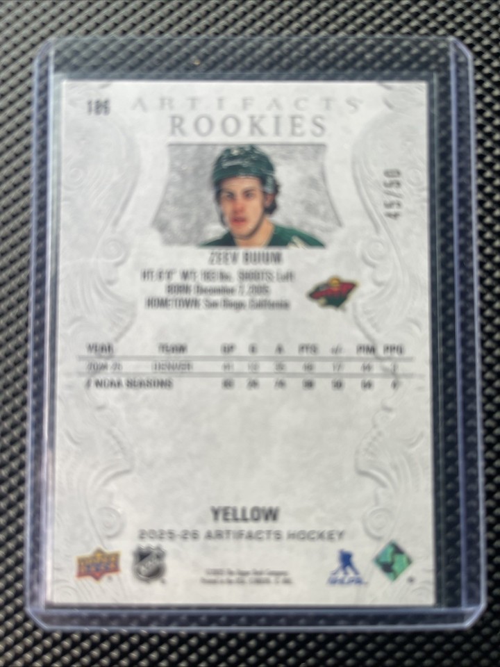 Zeev Buium - 2025-26 UD Artifacts Rookie Yellow Parallel /50 #186 ...