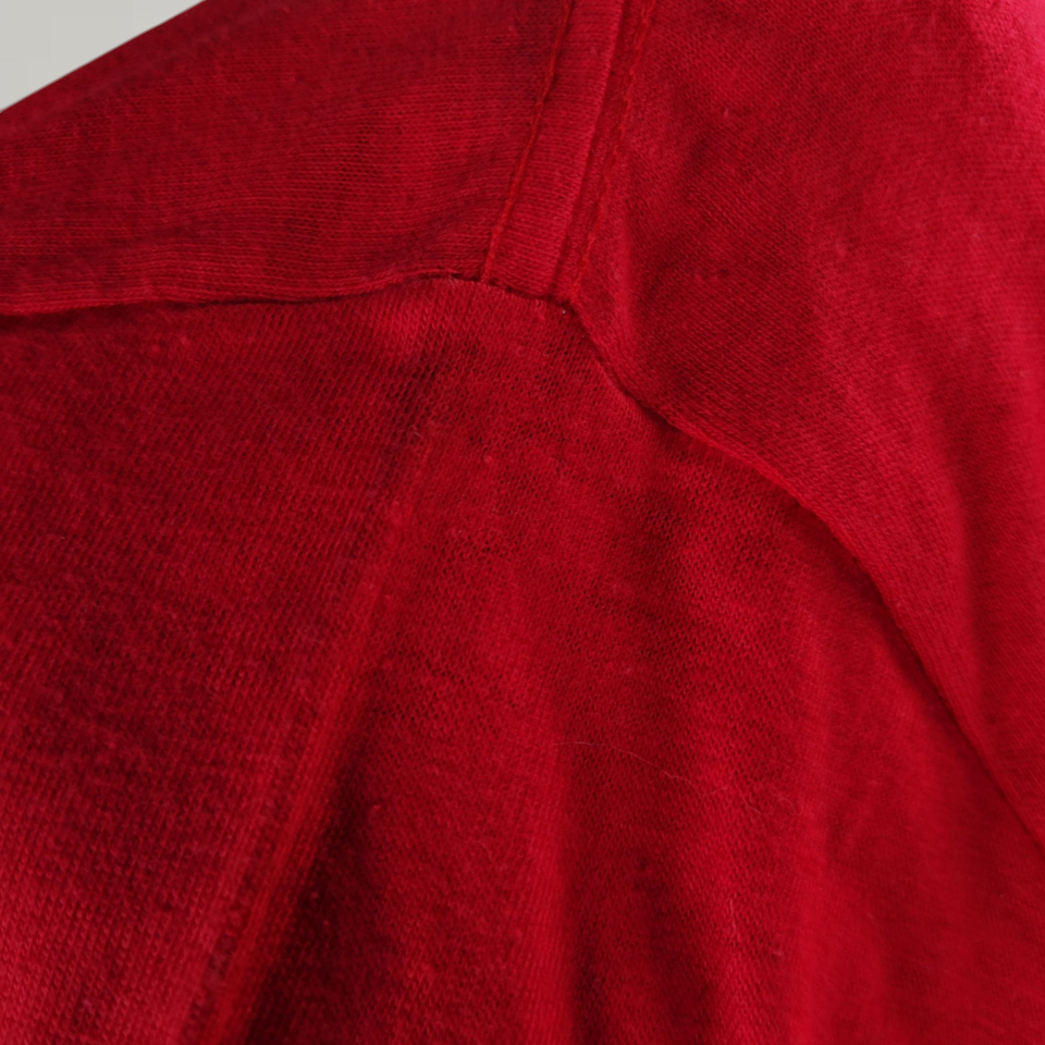 Vintage 80s Embellished Red T Shirt OSFA Crew Red Metallic Gold Single ...