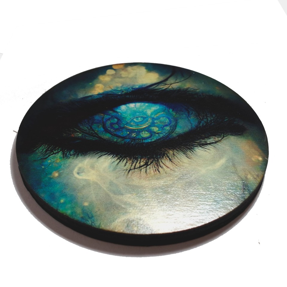 Minds Eye Dream wood Coaster set of 4 surreal fantasy art occult pagan ...