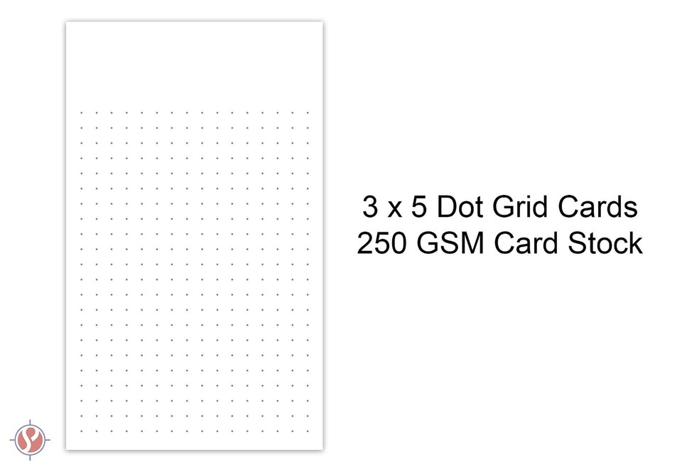 Dot Grid Vertical Index Cards, 250gsm, Heavy Stock, 3 x 5, White, 100 ...