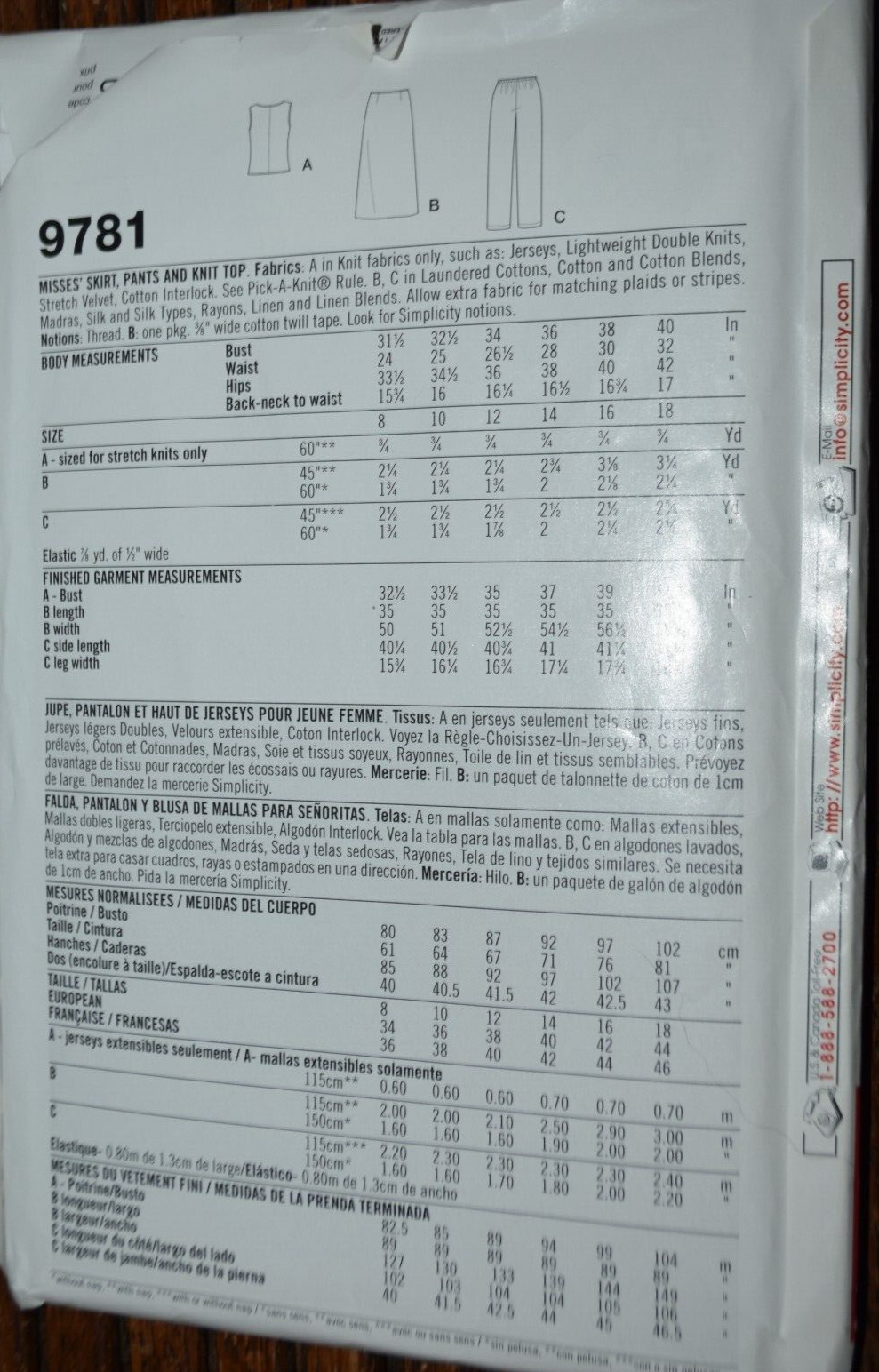 Simplicity 9781 Sewing pattern Misses Blouse style dress Misses size 10 ...