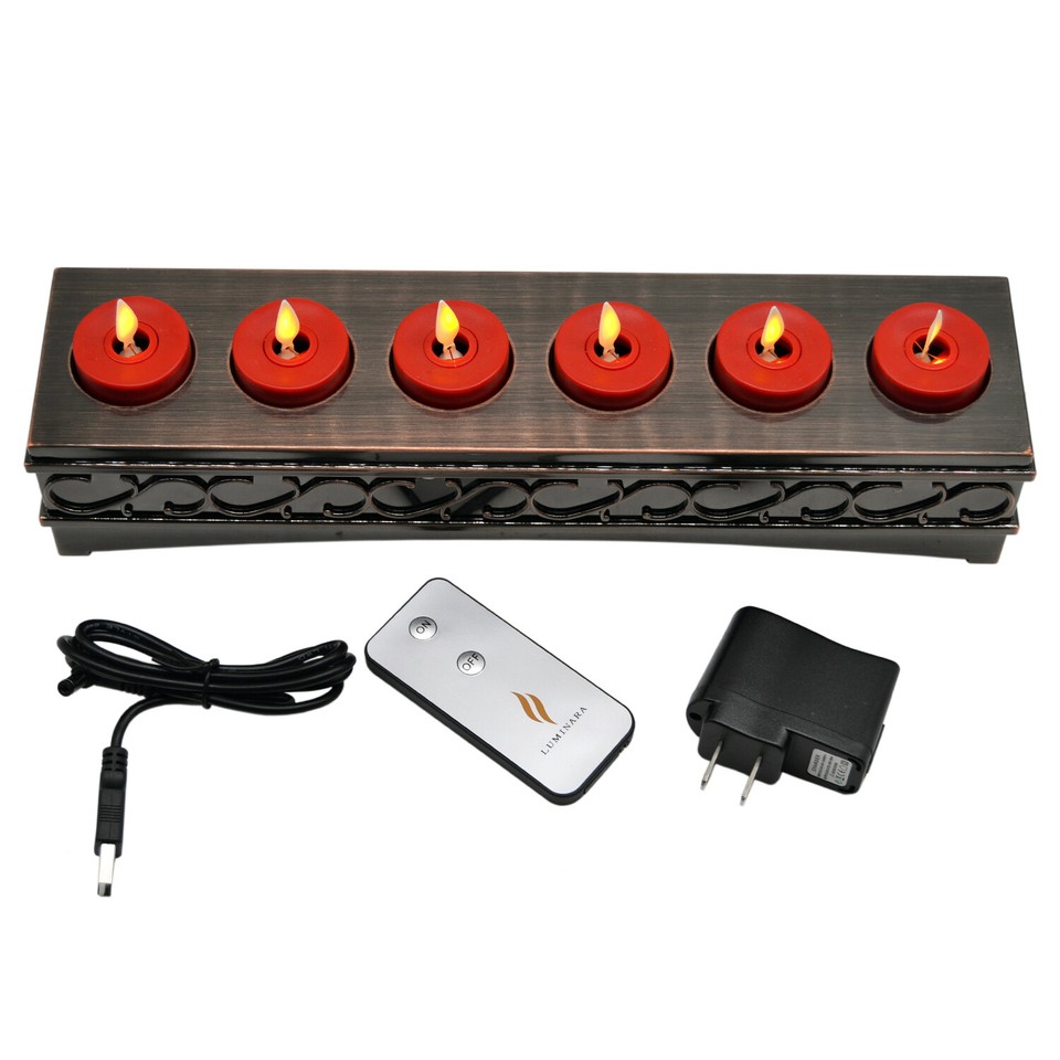 Luminara Rechargeable Tea Lights Moving Flicker Flameless Led Candles ...