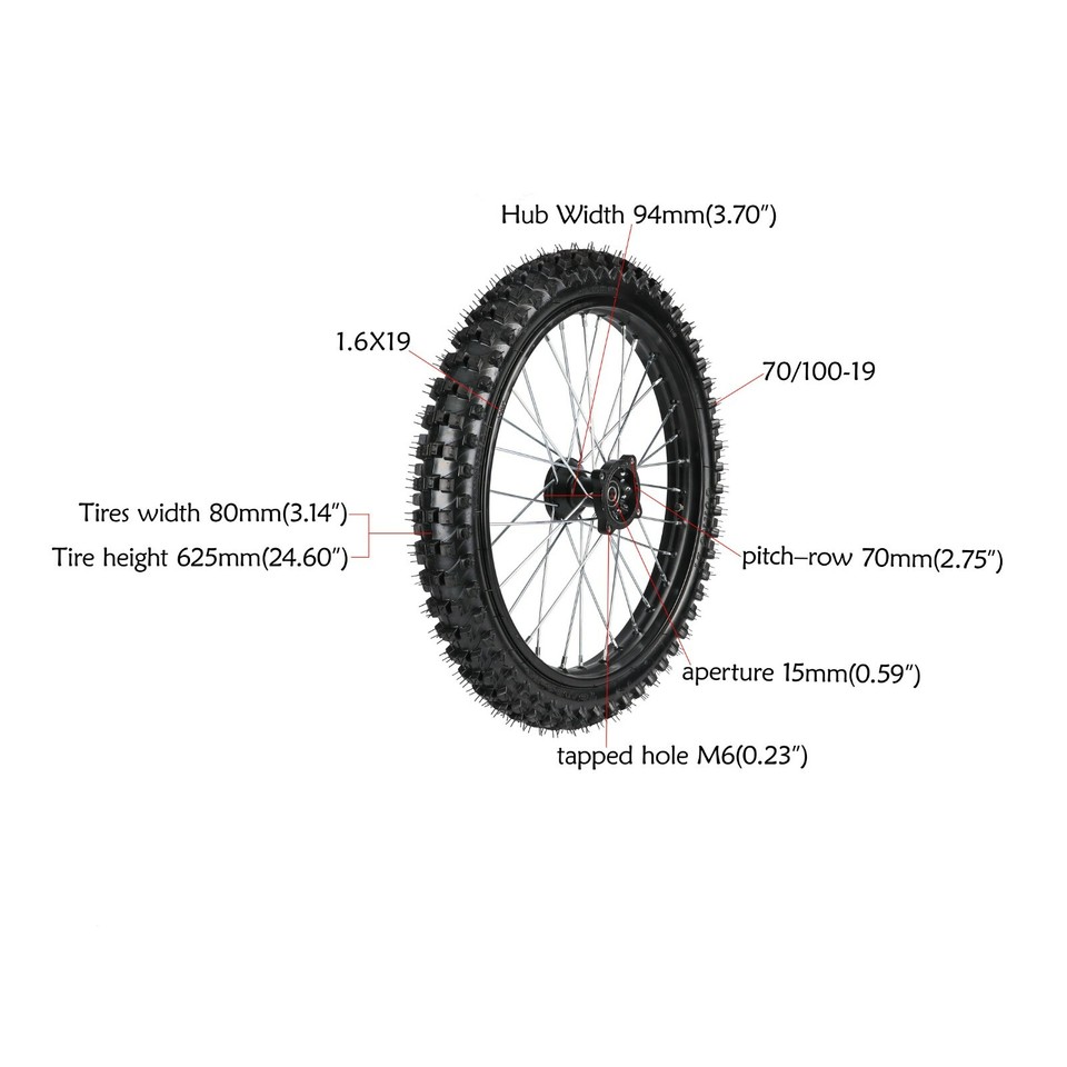 19"Inch 70/100-19 Front Wheel Tire Rim 15mm Dirt Pit Bike Trail ...