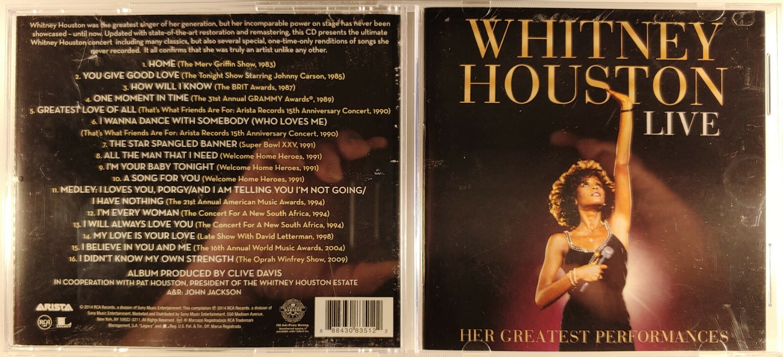 Live: Her Greatest Performances by Whitney Houston (CD, 2014) Free Ship ...