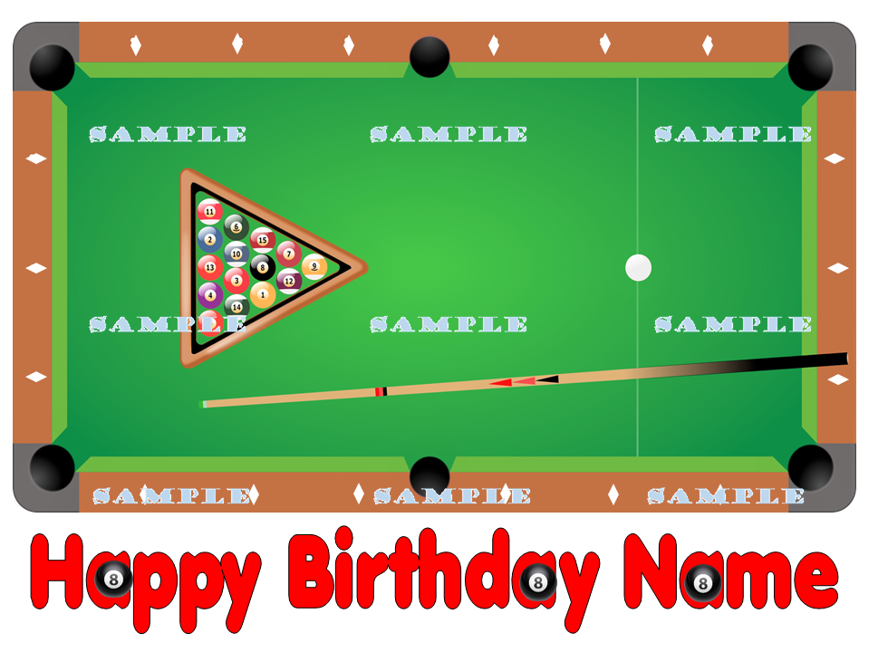 POOL BILLIARD TABLE : Personalized Edible Cake Topper | eBay