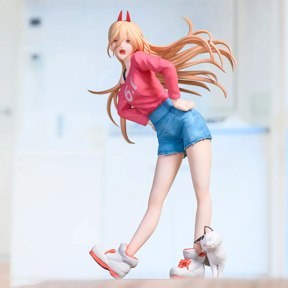 15CM Anime CHAINSAW MAN Figure POWER Sitting Position Anime Model Toys ...