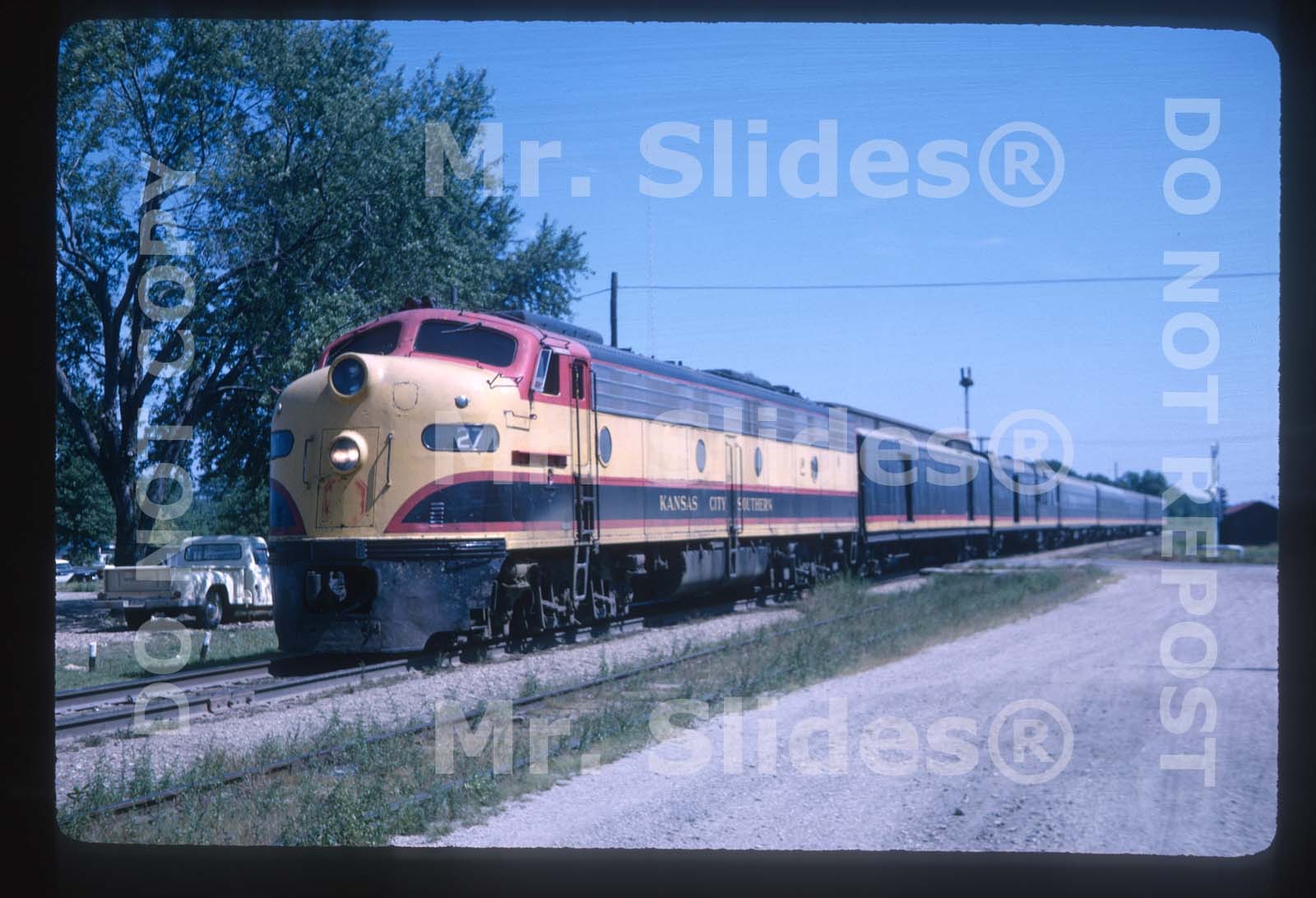 Original Slide KCS Kansas City Southern E8A 27 W/Passenger Trn Westville OK 1964 | eBay