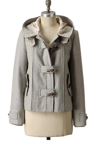 Anthropologie Elevenses First Frost Gray Wool Hooded Pea Coat Jacket ...