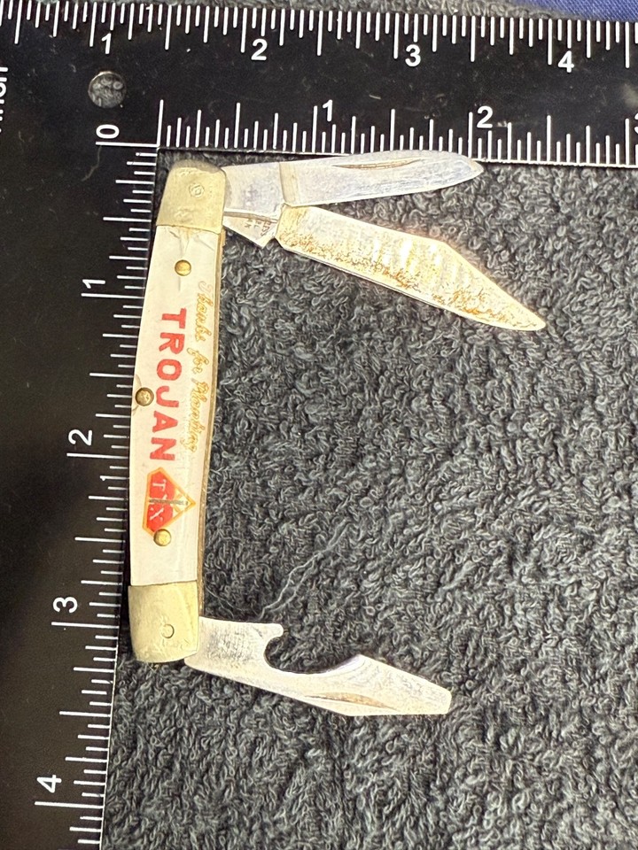 Vintage Trojan Seeds Pocket Knife Advertising Farmer | eBay